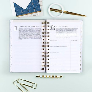 Day Designer for Blue Sky 2024 Daily and Monthly Planner, 5" x 8", Frosted Cover, Wirebound, Navy Stripe (103623-24)