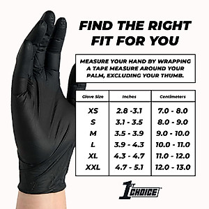 1st Choice Black Nitrile Gloves Box of XL Nitrile Gloves Disposable Latex Free - Exam Grade Black Gloves - 3mil