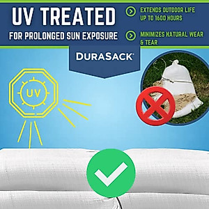 DURASACK Heavy Duty Sand Bags with Tie Strings Empty Woven Polypropylene Sand-Bags with 1600 Hours of UV Protection, 14x26 inches, White, Pack of 100