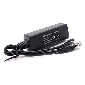 ANVISION Gigabit PoE Splitter, 48V to 5V 2.4A Micro USB Ethernet Adapter, Compatible with Raspberry Pi 3B+, IP Camera and More