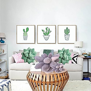 3D Succulent Pillow Super Soft Imitation Rabbit Fur Succulent Plush Pillows Creative Cactus Pillow Plant Shaped Decor Throw Pillow for Couch Sofa Bed Car Chair Cushion