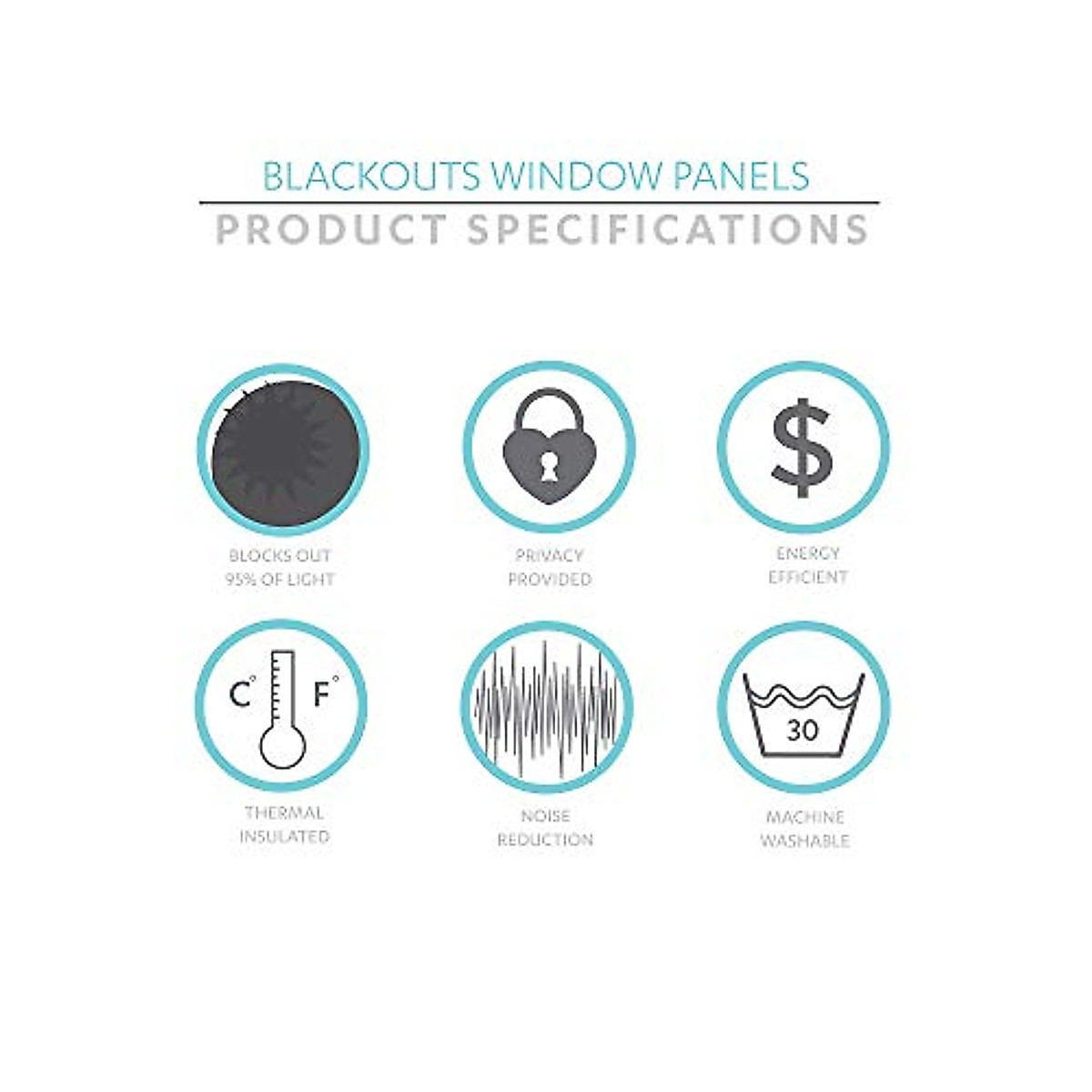 Lush Decor, Blue Insulated Knotted Tab Top Blackout Window Curtain Panel Pair, 84" x 52", 84 in x 52