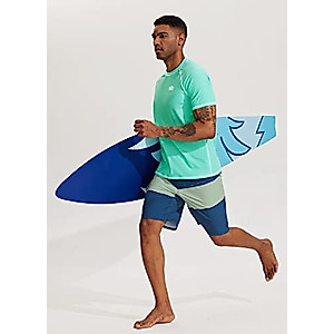 Willit Men's Rashguard Swim Shirts UPF 50+ Sun Protection Shirts Short Sleeve SPF Quick Dry Beach Shirt Light Green L