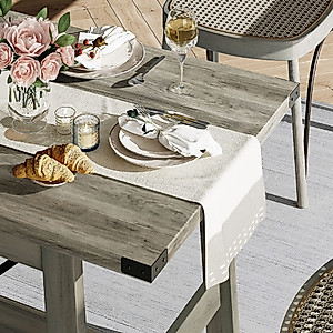 WAMPAT 4-6 Person Farmhouse Dining Table with Heavy Duty Wooden Legs, 67.7 Inch Rectangular Modern Wood Kitchen Table for Dining Room & Living Room, Rustic Grey