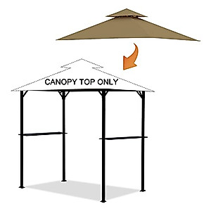 Grill Gazebo Replacement Canopy Roof - Gafrem 5x8 Outdoor BBQ Gazebo Roof Top Double Tiered Grill Shelter Cover Only Fit for Model L-GG001PST-F (Khaki)