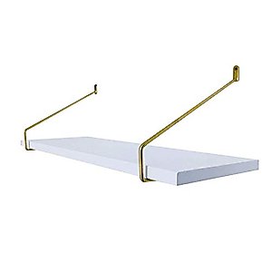 PIBM Stylish Simplicity Shelf Wall Mounted Floating Rack Shelves Solid Wood Metal Bracket Modern Simple Smooth Multifunction Save Space, White , 60x20x20CM