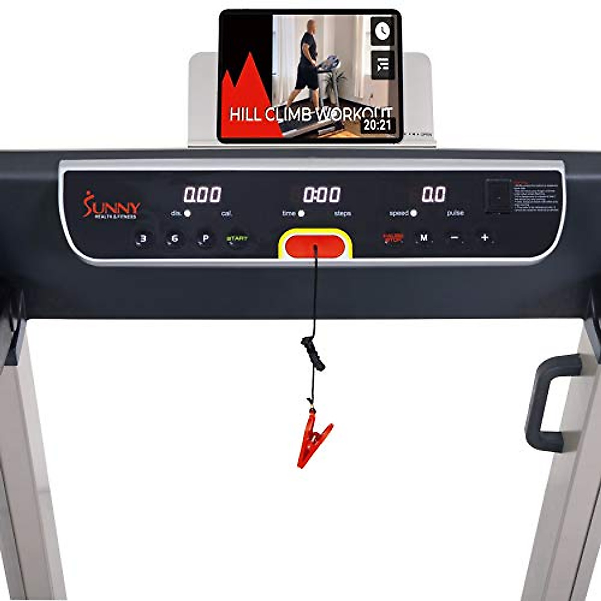 Sunny Health & Fitness Electric Slim Folding Running Treadmill with Wide Belt, Tablet Holder, Speakers, 250 lb Max Weight, No Assembly - Strider, SF-T7718, Gray