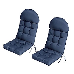 COSNUOSA 2 Pcs Rocking Chair Cushion High Back Adirondack Chair Cushion Waterproof Patio Cushions for Outdoor Furniture Navy
