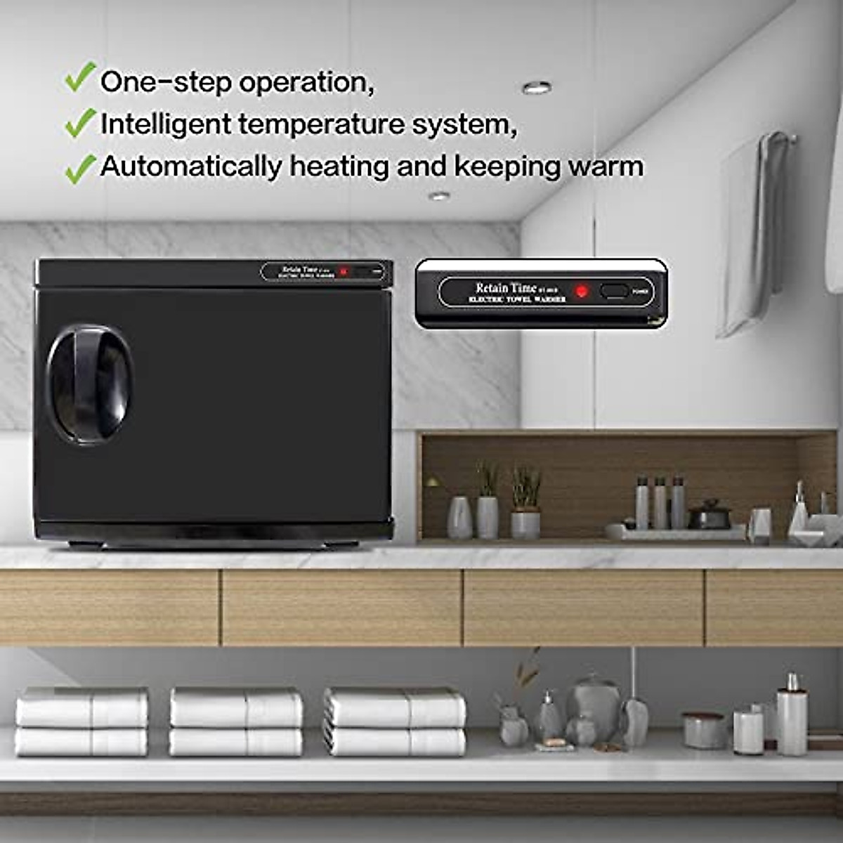 18L Professional Towel Warmer, Large Hot Towel Warmer, The RetainTime Towel Warmer is Suitable for Salons, Beauty, Spas, Pedicures and Other Professional Stores.(Black Towel Warmer)