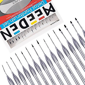 MEEDEN Miniature Paint Brush Set,15 Tiny Professional Fine Tip Detail Paint Brushes, Detailing Paintbrushes for Acrylic Watercolor Oil Painting- Model Face Nail Craft
