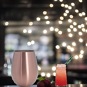 Stainless Steel Wine Glasses, 17oz 500ml Unbreakable Glasses Simple Modern Wine Tumbler Liquor Glasses Wine Mug Metal Wine Glasses Stainless Steel Cups for Home and Outdoor Wine Glasses, Rose Gold