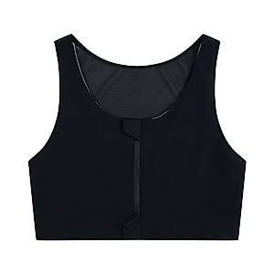 JARAZIN Chest Binder Transgender FTM Tomboy Zip Up Breast Binder Trans Binder Bra Tank Top for Women (Small, Black)