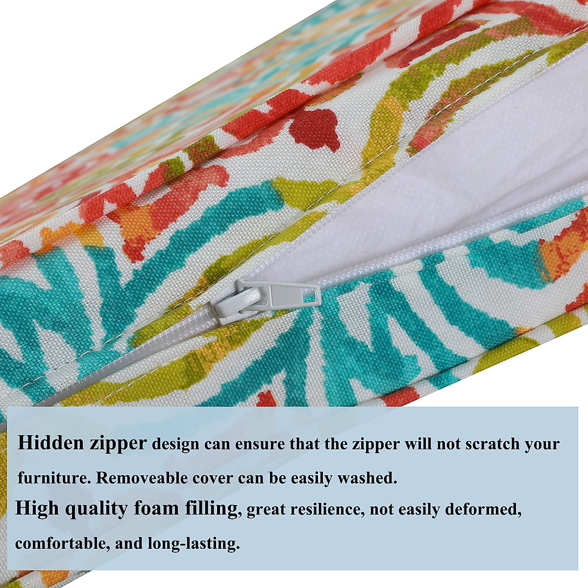 FUNHOME Outdoor Bench Cushion Water-Resistant, 45 x 18 Inch Bench Cushions for Outdoor Furniture, Settee Cushions with Handle and Straps, Patio Couch Cushion 1 Pack, Melora Paisley, Corinthian Dapple