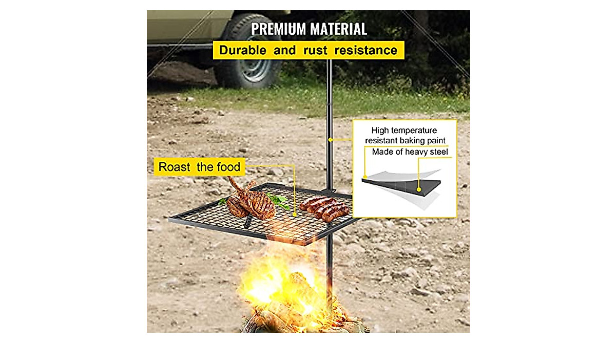 VEVOR Heavy Duty Campfire Grill - 24" Swivel Design