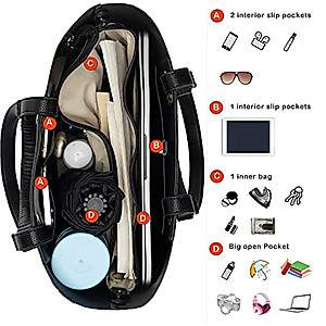 HW COMFORT Small Soft Faux Leather Tote Shoulder Bag, Black