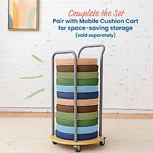 ECR4Kids SoftZone Floor Cushions with Handles, 2" Deluxe Foam, Round, Earthtone, (6-Pack)