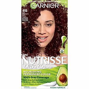 Garnier Hair Color Nutrisse Nourishing Creme, 415 Soft Mahogany Brown (Raspberry Truffle) Permanent Hair Dye, 1 Count (Packaging May Vary)