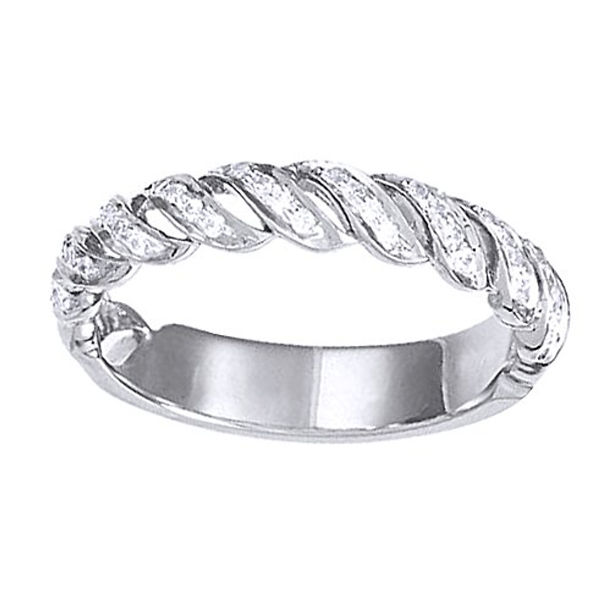 0.2 Ct White Diamond Twisted Engagement Wedding Ring In 14K Solid White Gold, Ring size-12.5