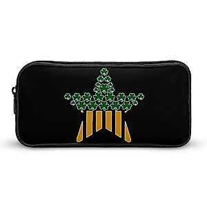 USA Clover Star Pencil Case Stationery Pen Pouch Portable Makeup Storage Bag Organizer Gift