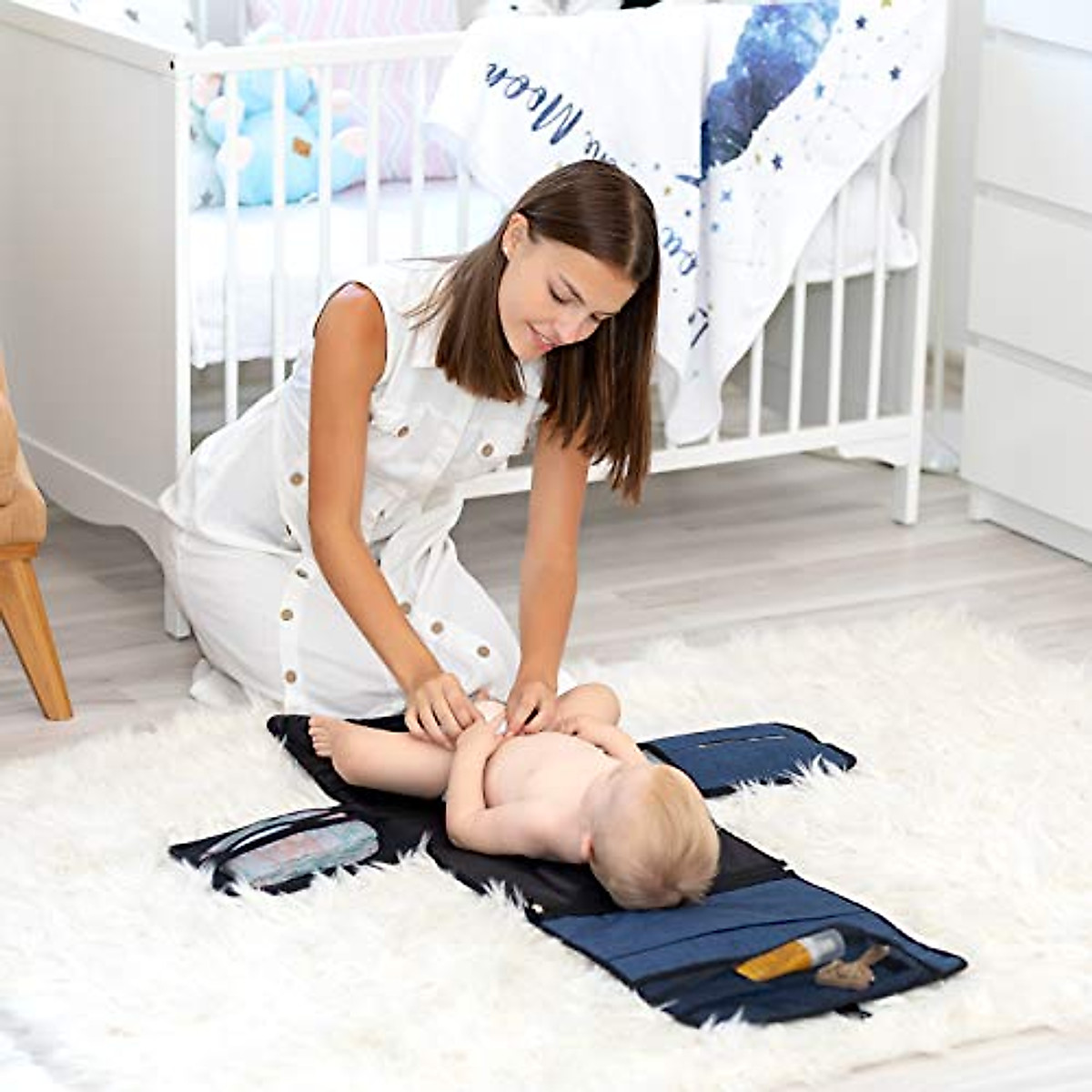 Portable Changing Pad Diaper Bag – Premium Quality Baby Changing Pad Baby Diaper Bag – Sleek, Chic, Zip-Apart Portable Diaper Changing Pad Diaper Clutch w/Zip Storage, Smart Handles and Wipe Pockets!