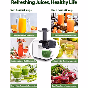 Slow Juicer, Aeitto Cold Press Juicer, BPA Free Juicer Machines Easy to Clean, Celery Juicer with Quiet Motor & Reverse Function, Masticating Juicer for Vegetable and Fruit