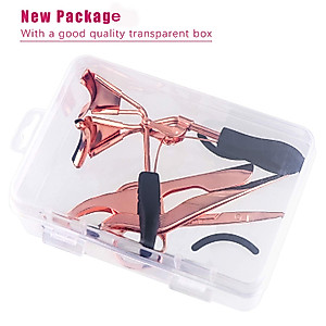 Meetory Eyelashes Accessories Tools - Eyelash Curlers, Fake Eyelashes Applicator Tool & Eyebrow/Fake Eyelashes Scissors(Rose Golden)