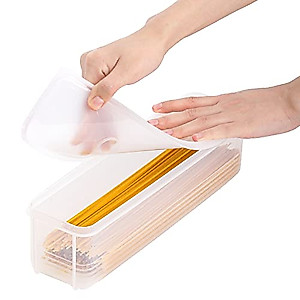 ZENFUN Set of 6 Pasta Storage Containers with Lid, Airtight Spaghetti Noodle Holder Rectangular Chopstick Storage Box Sealed Noodle Canisters for Refrigerator, Kitchen Pantry, 3 x 12 x 3 Inches