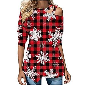 JJHAEVDY Christmas Oversized Off Shoulder Sweatshirts for Women Fashion Clothes Button Up Color Blocking Shirts Button Down Tshirts Family Christmas Shirts Outfit(2-Pink,XX-Large)