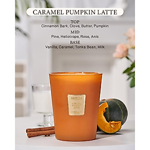 M&SENSE Fall Candles Caramel Pumpkin Latte Scented, 3 Wick Natural Soy Candles for Home Scented, Pumpkin Candle Gift for Halloween, Large 150H Long Lasting Slow Burn Luxury Jar Candle 35oz
