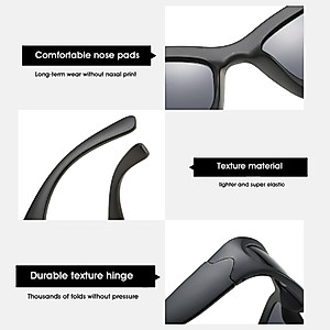 BUTABY Wrap Around Fashion Sunglasses for Women Men Oval Dark Futuristic Sun Glasses Outdoor Sport Shades UV400 Protection Black & Silver Grey