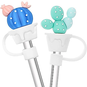 Silicone Straw Plug, Drinking Straw Cover Reusable Straw Covers Cap, Reusable Drinking Straw Tips Lids, Silicone Straw Tips Cover, Dust-proof Straw Plugs for 6-8 mm Straws (plant)