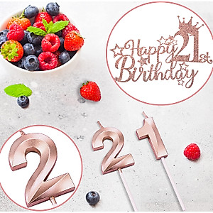 21st Birthday Decorations For Her ZJDZTK,Including Rose Gold 21st Birthday Sash,Crown,Cake Topper,Digital Candles,Balloons Set,Accompanying Birthday Card And Beautiful Gift Box