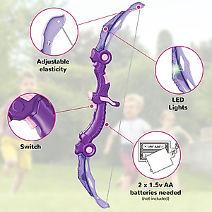 GMAOPHY Bow and Arrow Toys with LED Light Up Archery, for Girls 5 6 7 8 9 10 11 12 Year Old, Purple Indoor Outdoor Activity, Christmas Toy for Kids Girls Ages 6-8
