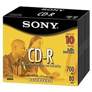 Sony 48x CD-R Media - 700 MB - 120mm Standard - 10 Pack Slimline Jewel Case