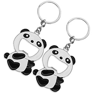 BESTOYARD 2PCS Panda Bottle Opener Keychain Cute Chinese Panda Beer Beverage Bottle Opener Key Ring Novelty Animal Bottle Opener for Women and Men Gift