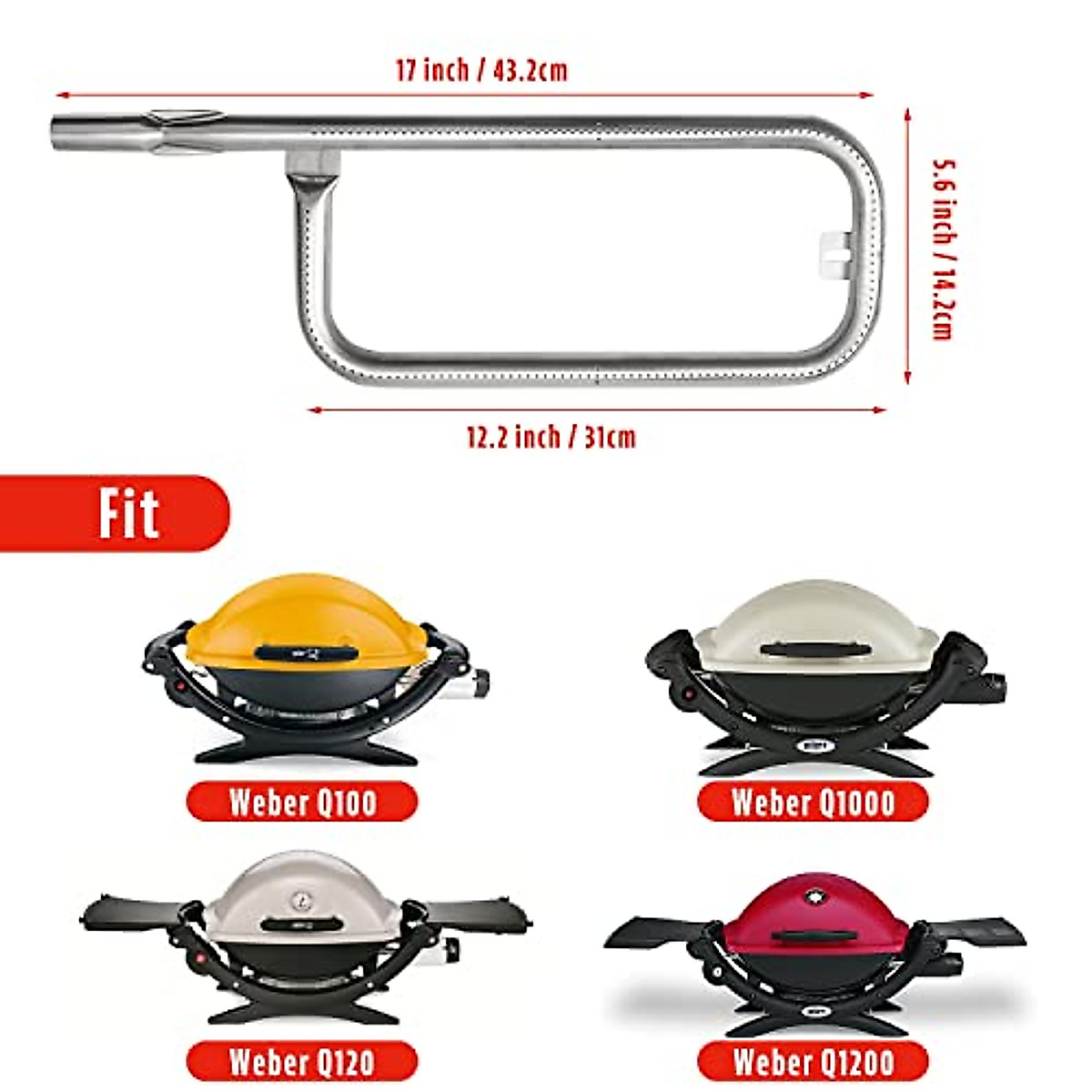 Village Smoker 60040 Grill Burner Tube Kit Compatible with Weber Baby Q, Q100, Q120, Q1000, Q1200, 516002, 516001, 50060001, 51060001 Gas Grills Part Number 69957, 41657 Grill Parts