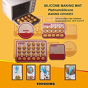 Silicone macaron baking mats with measurements,6 piece BPA free macaron silicone bake pastry mat for cake,cookie,pizza and macaron