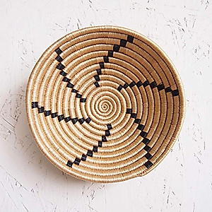 Small African Basket- Tanga/Rwanda Basket/Woven Bowl/Sisal & Sweetgrass Basket/Tan, Black