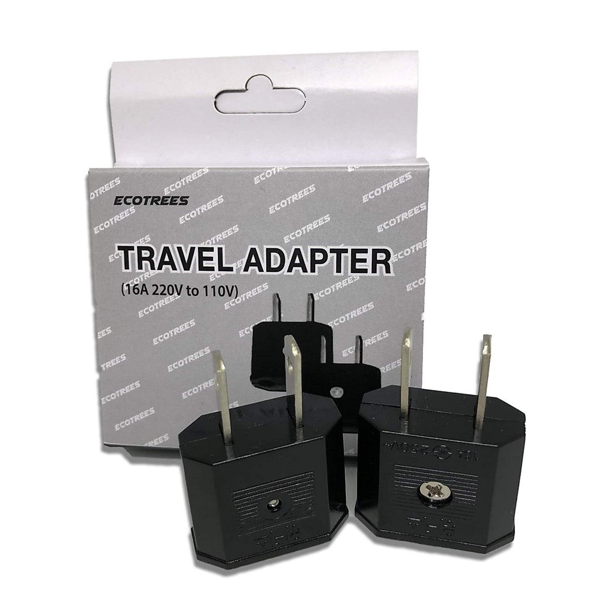 Ecotrees Travel Small European to US Plug Adapter 220v to 110v Travel Adapter Set of 2 / Plug Type C or Plug Type F to Type A (US Standard)/ None Power Convert