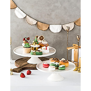 Onniyor Porcelain Cake Stand, Cake Display Stand, Round Dessert Stand, Cupcake Display Tray for Party (10 Inch, White)