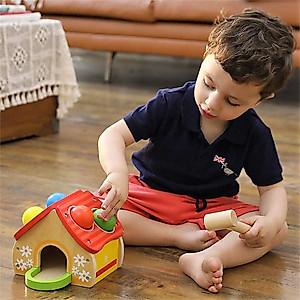 18 Pieces Mini Wooden Hammers Gavel Toy for Kids, Natural Wood Crab Lobster Seafood Mallets