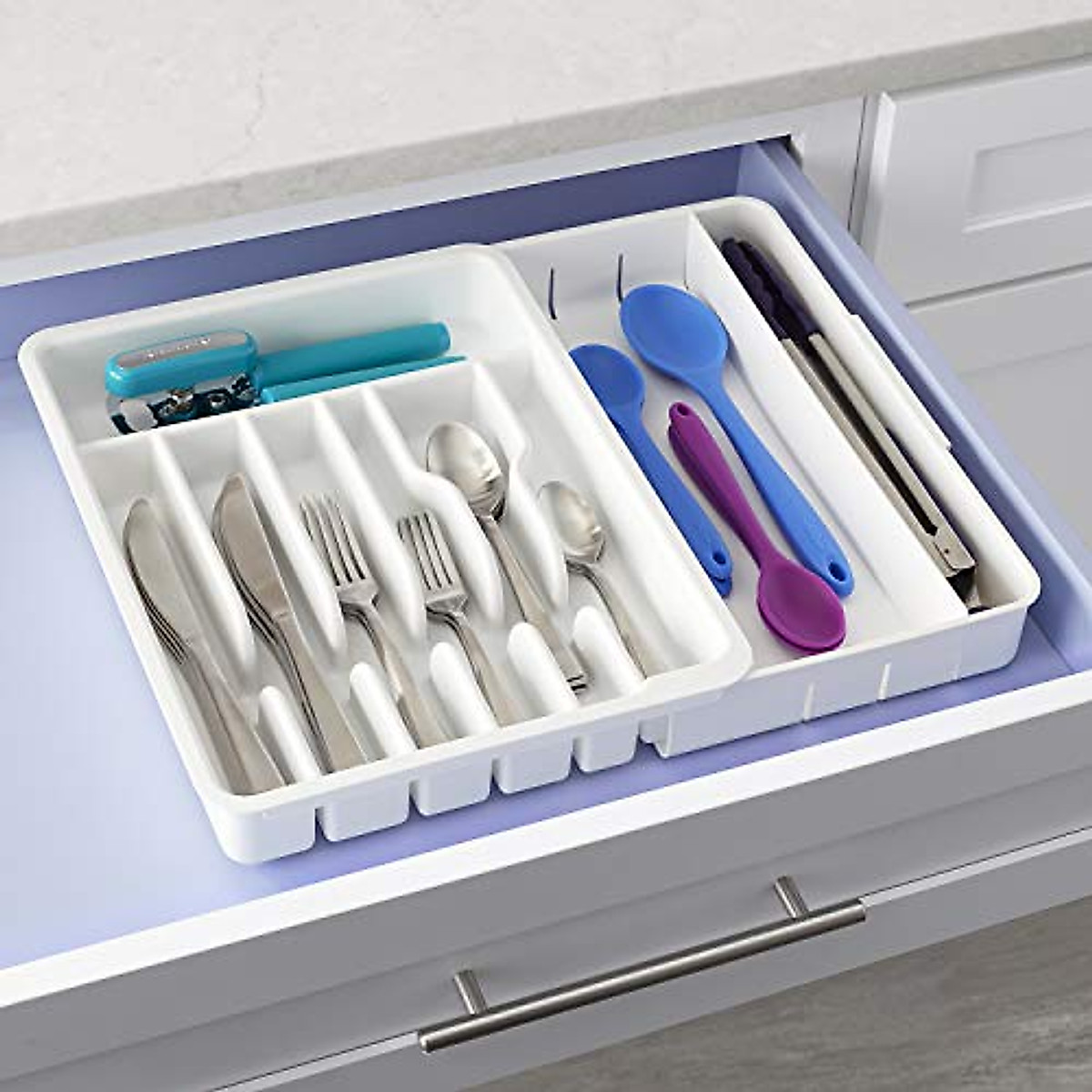 YouCopia Expandable Utensil Tray DrawerFit Organizer, White.