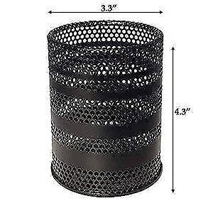 Produco Pen Holder for Desk, Metal Mesh Pencil Holder Cup Organizer Office Stationery Caddy Stand Makeup Brush Holder, Black (Mid)