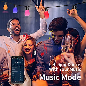 morefulls Outdoor String Lights - 48ft Multi-Color LED Patio Lights Withwith 15 Dimmable RGB LED Bulbs App Control IP65 Waterproof Colorful LED Bulbs