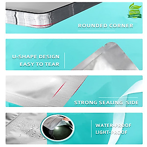 50pcs 1 Gallon Mylar Bags for Food Storage with Oxygen Absorbers 400CC (6 Packs of 10pcs) and Labels, 9.5 Mil 10"x14" Vacuum Sealer Bags Heat Sealable Bags for Long Term Food Storage(Extra Thick）