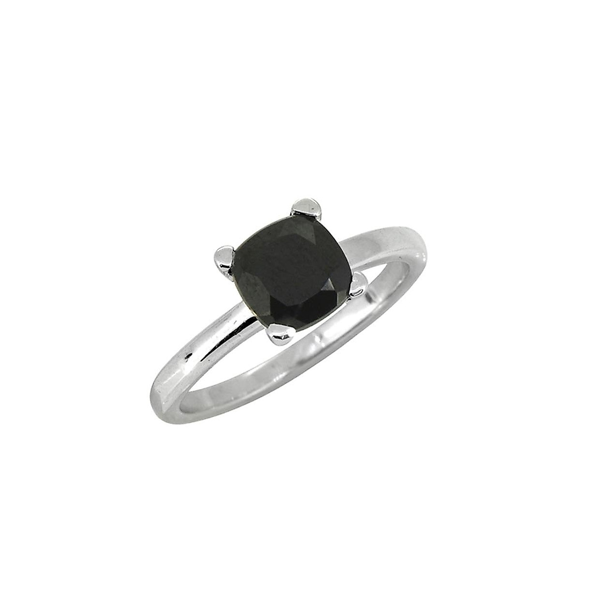 YoTreasure 1.82 ct Black Spinel Solid 925 Sterling Silver Solitaire Ring