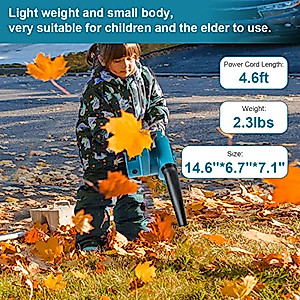 Corded Electric Leaf Blower,2 in 1 Small Handheld Lightweight Sweeper/Vacuum,110V 400W Portbale Blower for Leaf/Snow/Dust Blowing (Blue)