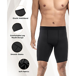 Niksa 3 Pack Compression Shorts Men Quick Dry Black Performance Athletic Shorts-XXL
