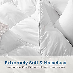 Hotel Collection Feathers & Down Comforter | Full/Queen Bed All Season Duvet Insert | 750 Fill Power Ultra-Soft 500TC Egyptian Cotton-Blend Quilted with Tabs (90x90, Solid White)