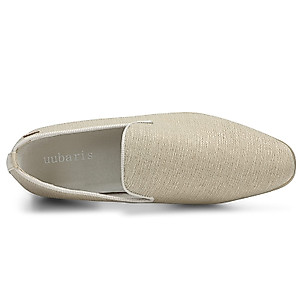 UUBARIS Mens Loafers Dress Shoes Slip On Driving Shoes City Tuxedo Walking Shoes Light Beige Size 12